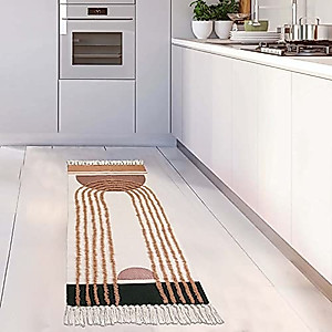 Ailsan Washable Kitchen Runner 2'x5', Cotton Handmade Runner Rugs with Tufted Design, Rainbow Boho Bathroom Rug Runner for Laundry Room Nursery Room Hallway Entrance