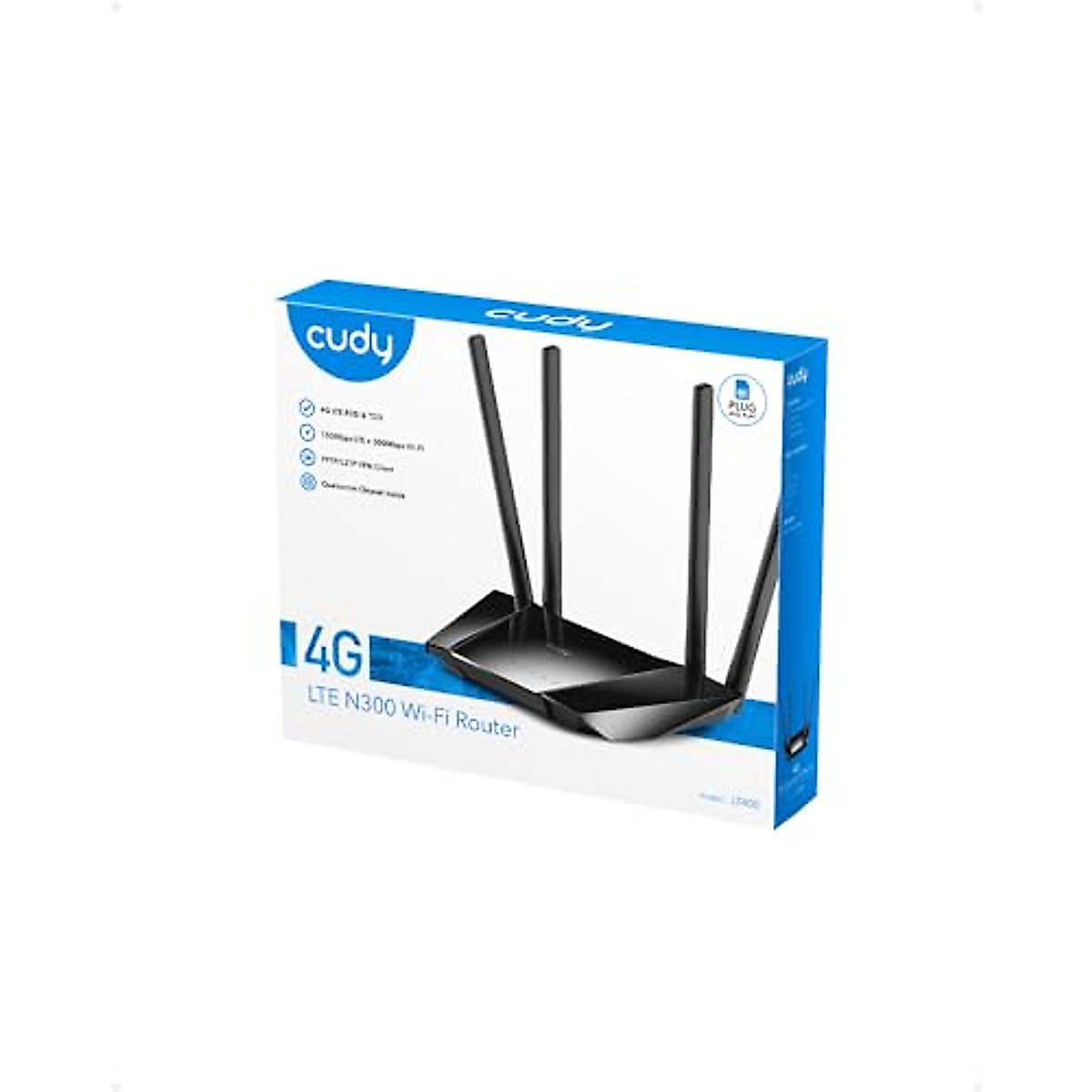 Cudy N300 WiFi Unlocked 4G LTE Modem Router with SIM Card Slot, 300Mbps WiFi, LTE Cat4, EC25-AFX Qualcomm Chipset, 5dBi High Gain Antennas, FDD, DDNS, VPN, Cloudflare, Plug and Play, LT400
