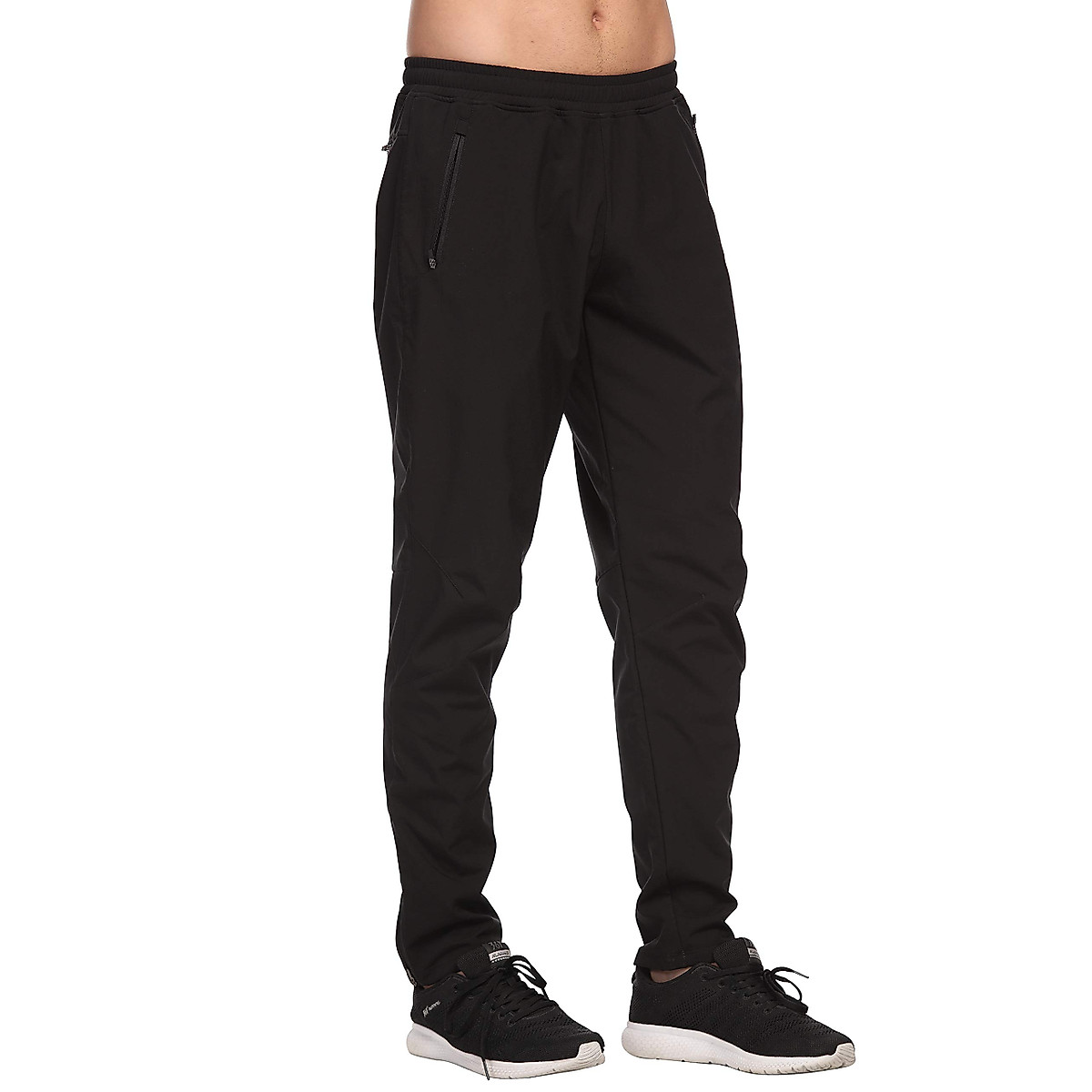 CQC Men's Fleece Cycling Bike Pants Windproof Thermal Athletic Sweatpants for Winter Outdoor Running Hiking Black M