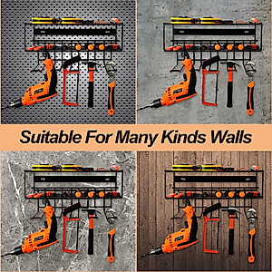 JULINE Power Tool Organizer, Garage Storage Drill Holder Wall Mount Garage Tool Organizers and Storage Power Tool Storage Rack Heavy Duty Floating Tool Shelf