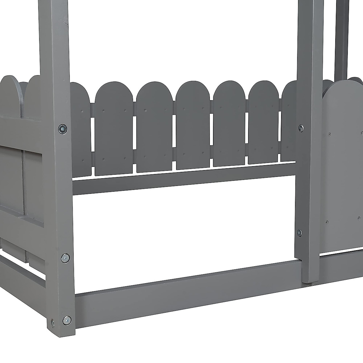 Harper & Bright Designs House Bed for Kids, Full Size Bed with Roof and Fence, Wood Bed Frame for Kids, Teens, Girls & Boys, Easy Assembly (Gray)