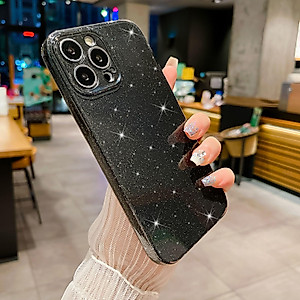LIFCIUSO Glitter Bling Compatible with iPhone 13 Pro Max Case (6.7 inch) - Cute Sparkly Protective Case for Women and Girls, Soft TPU Design in Black