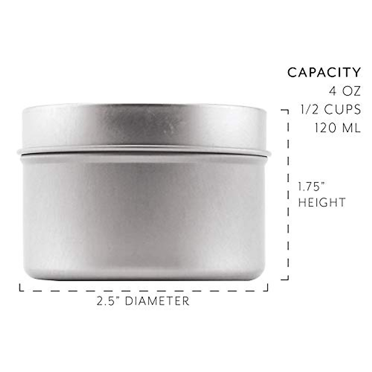 Corncuopia 4-Oz Small Candle Tins (12-Pack); Metal Storage Containers w/Slip-On Lids for Candle Making, Party Favors, Spices, Gifts, Balms & Gels