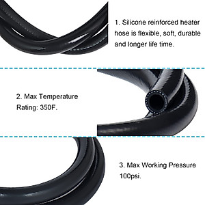 KDP 3/4"X5FT(ID:19MM) 1.5 M Silicone Heater Hose Coolant Radiator Vacuum Line, 1ply Reinforced 4MM Thick, Max Temperature Rating 350F Work Pressure 100 psi+ Mutiple Use for Air and Water