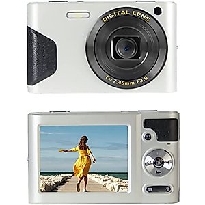 Digital Camera 18MP 2.7-Inch LCD Screen 8X Digital Zoom FHD 1080P Digital Camera Compact Camera Students Boys Girls Gift Support Connect to Computer Print (White)
