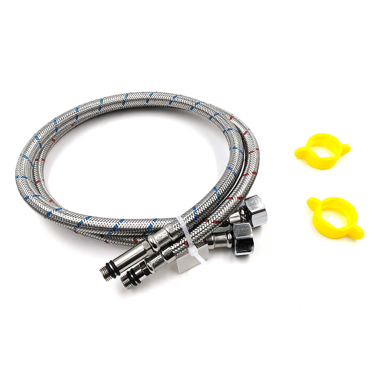 24-Inch Long Faucet Connector Braided Stainless Steel Supply Hose 1/2-Inch Female Compression Thread x M10 Male Connector, x 2 Pcs (1 Pair)