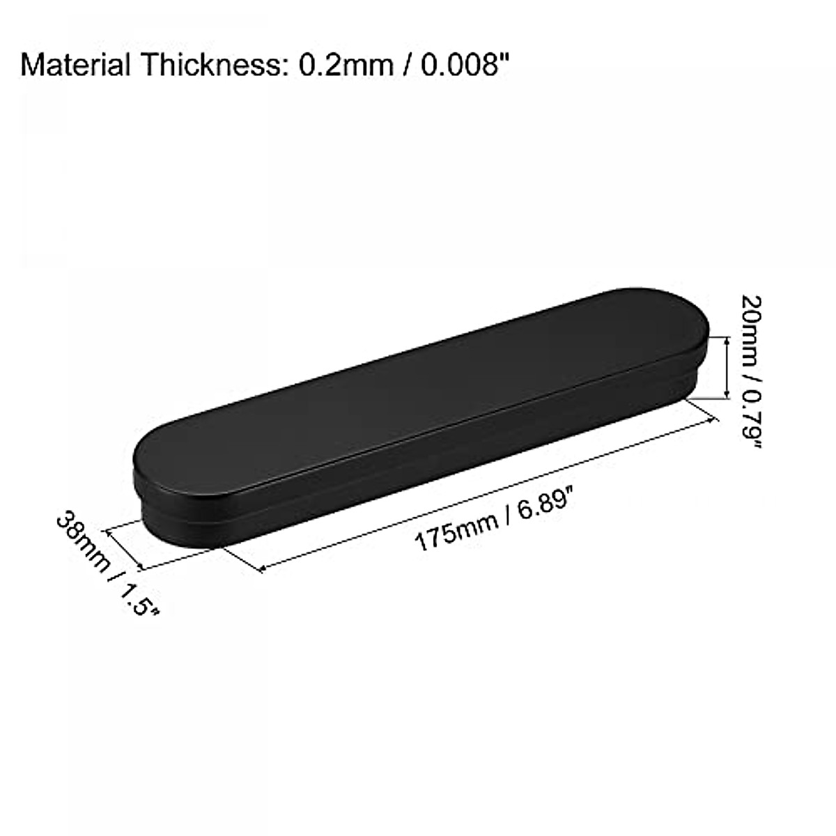 uxcell Metal Tin Box, 2pcs 6.89" x 1.5" x 0.79" Empty Tinplate Containers with Hinged Lids, Black, for Home Organizer, Candles, Gifts, Car Keys, Crafts Storage