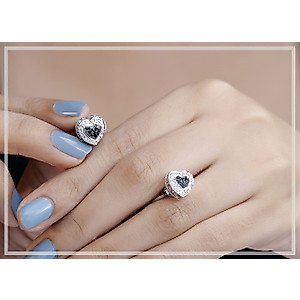 Dazzlingrock Collection 0.37 Carat (ctw) Round Black and White Diamond Heart Shaped Screw Back Stud Earrings For Women in 925 Sterling Silver