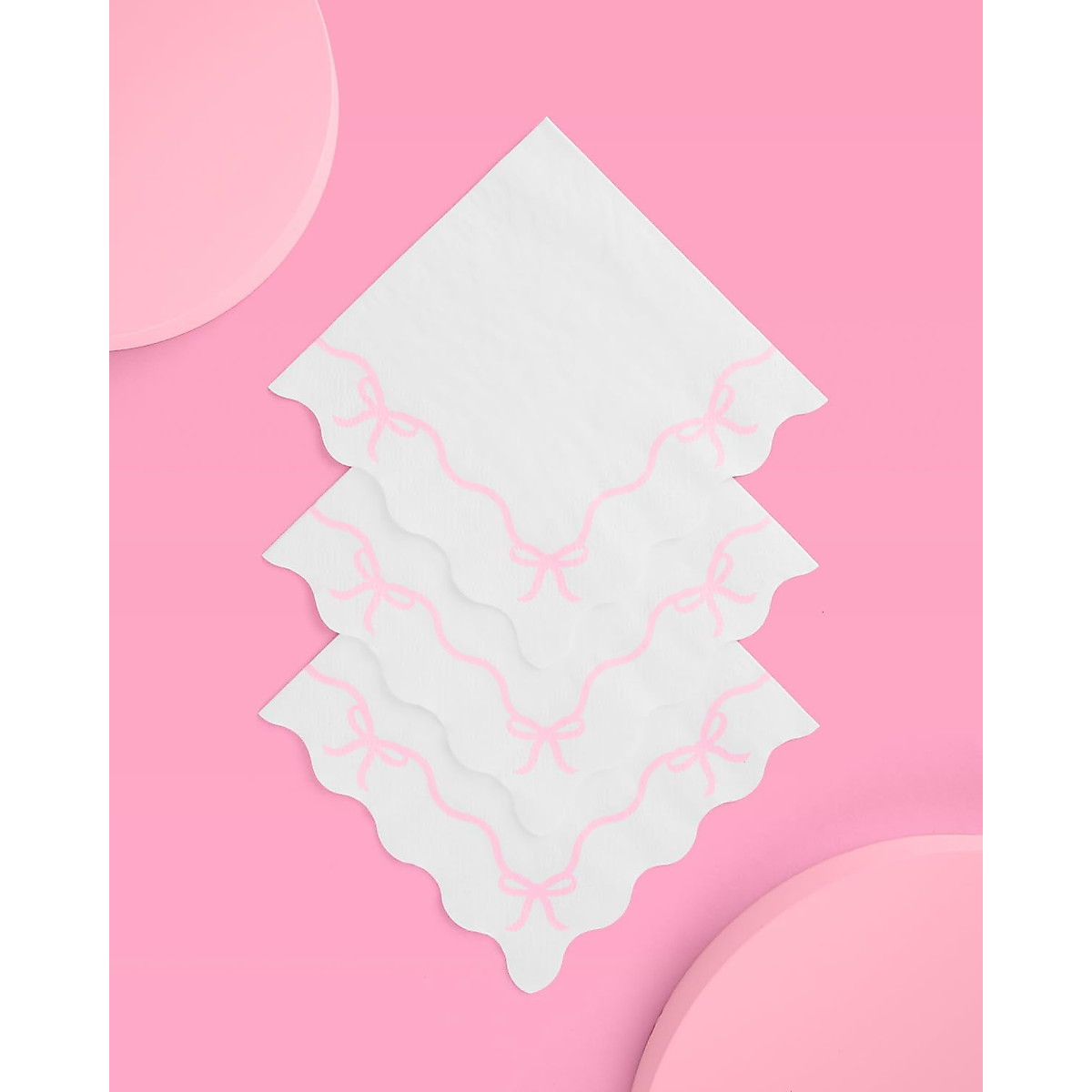xo, Fetti Bow Pink Napkins - 3-ply, 25 pcs | Bachelorette Decorations, Bow Theme Birthday Party, Bridal Engagement Decor, Coquette Cute Supplies, Girl Baby Shower Tableware, Tea Bday Ribbon Decor