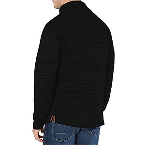 Aoysky Men's Stand Collar Sweater Thermal Button Pullover Sweater Tops Henley Knit Sweaters Black