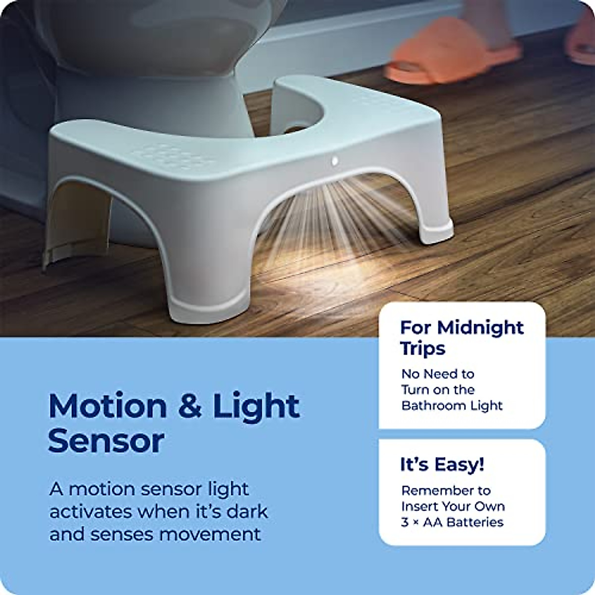 Squatty Potty Moonlight Toilet Stool with Motion & Light Activated Night Light, White 7 Inch