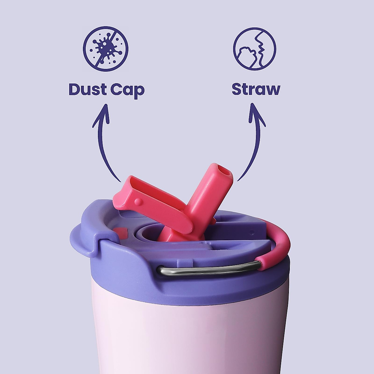 BOTTLE BOTTLE Insulated Coffee Tumblers with Dual-use Lid and Straw Double Walled Iced Travel Coffee Mug for Woman and Man 18 oz Stainless Steel Tumbler with Handle(Cherry Blossoms)