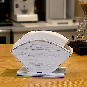 ANBOXIT Coffee Filter Holder, Farmhouse White Pine Wood Coffee Filter Holder Storage Container for Hario V60, Melitta Cone Filters