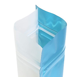 QQ Studio Pack of 100 Translucent Front Matte Blue Poly Plastic Resealable Bags (1.7oz (4" x 6"), Blue Stand-Up Pouch)