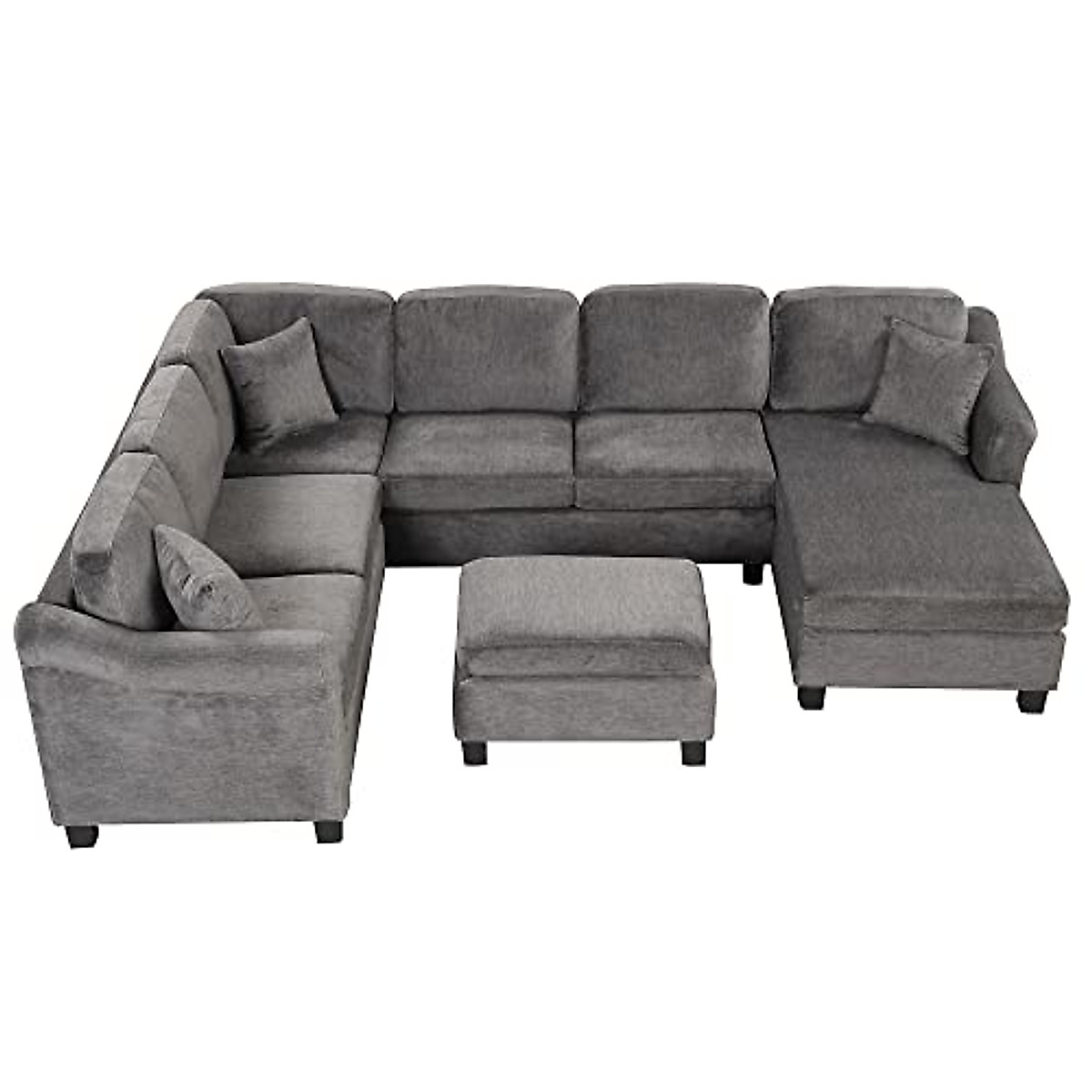 Oversized Modular Sofa Reversible Sectional Couch U Shaped Sofá with Movable Ottoman and Right Side Chaise Lounge,Velvet Upholstery 8 Seat Couches for Living Room Apartment Office Spacious Space