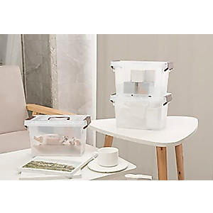 YYXB 8 Pack Plastic Storage Latch Bins, 4.5 Quart Clear Plastic Handle Box with Lids and Handle, Multi-Purpose, 4 Litre