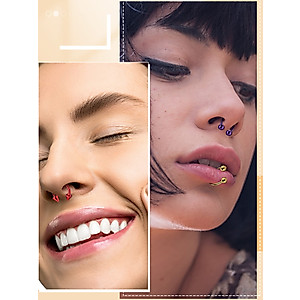 Jexine 120 Pcs Septum Rings Piercing Nose Horseshoe Rings for Women Men Cartilage Tragus Earrings Stainless Steel Acrylic, Multi Styles