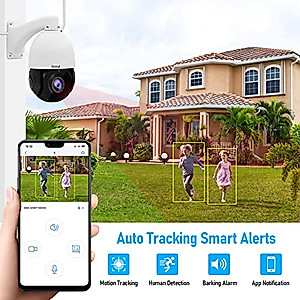 JideTech 5MP PTZ Camera Outdoor, 20X Optical Zoom Smart WiFi IP Camera with 360° Rotate,1000ft View Distance,SDM Array IR Night Vision,Auto-Tracking Detection Alarm,2-Way Audio,IP66 Waterproof