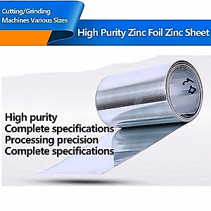 RINGGLO High Purity Zinc Foil, Length 1M Pure Zinc Zn Sheet Plate Zinc Skin Zinc Roll Metal Foil Strip for Science Lab DIY Craft Metalworking,0.1x100mm