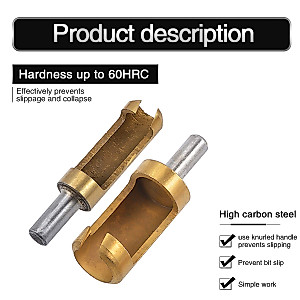 HOHXEN 4pcs Wood Plug Hole Titanium Coated Cutter Drill Bits Set 1/4" 3/8" 1/2" 5/8" Cutting Dowel Power Woodworking Cork Hole Saw Tool Round Wood Plug Tenon Drill Bit Set