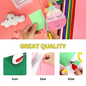 Large Stiff Felt Sheets Bundle: LOTOFUN 10pcs 8x35Inch Assorted Rainbow Color Felts Sheet for Kids Crafts Squares Nonwoven Patchwork DIY Sewing