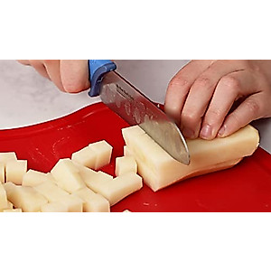 Cooking with Kids - My First Chef's Knife for Kids - (Royal/Navy) w/Protective Safety Sheath - German Stainless Steel - Curved Finger Shield/Children