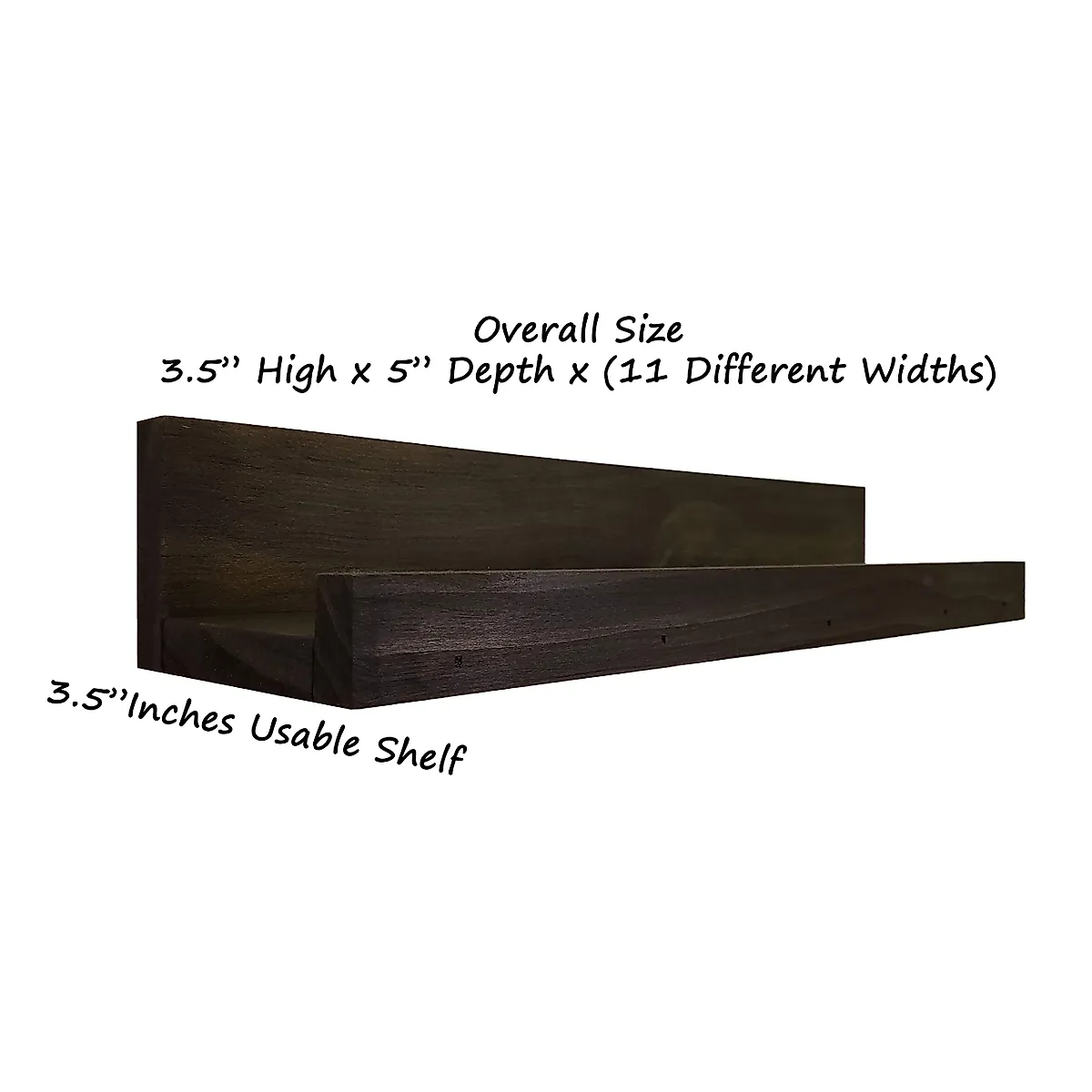 Farmhouse Rustic Wooden Picture Ledge Shelf, Available in 20 Colors, 11 Sizes, Shown in Jacobean - Floating Shelf, Rustic Shelf, Open Shelving, Nursery Shelf, Floating Shelves, Modern Farmhouse