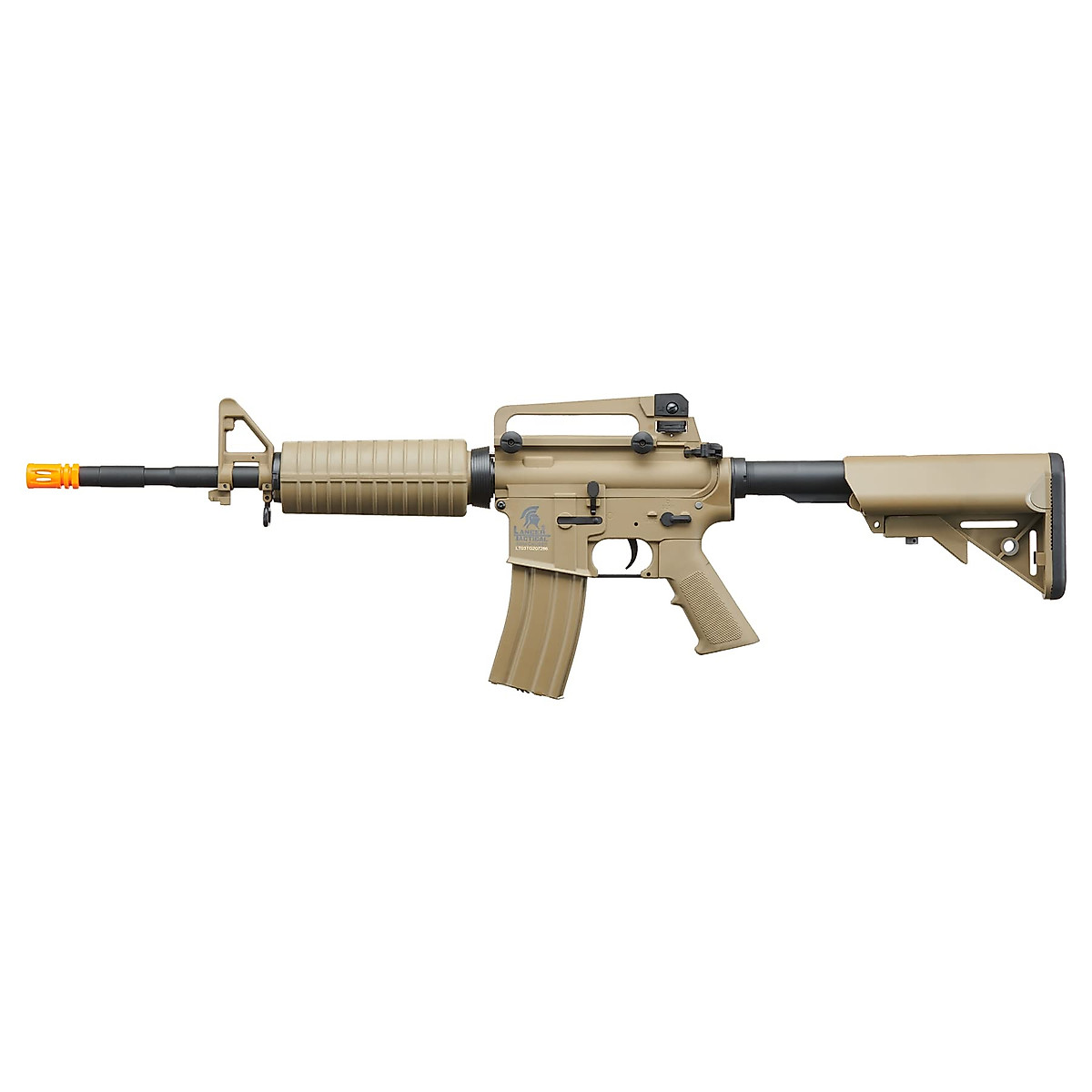 Lancer Tactical Gen 2 Airsoft M4A1 Carbine Polymer AEG Gun w/9.6v Nimh 1600 mAh Battery, Charger, 1000 Rounds 0.20g BBS Included (Black/Tan) (Regular Polymer, Tan)