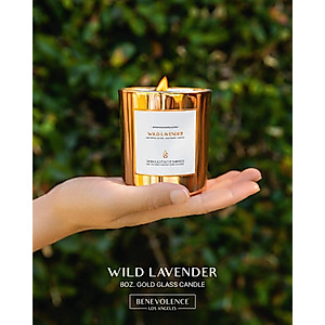 Benevolence Candles Wild Lavender Wood Wick Candles for Home | Spring Candles Gifts for Women | 8 Oz Scented Candles for Home Scented | 45 Hour Burn Natural Candles | Lavender Candles | Men Candles