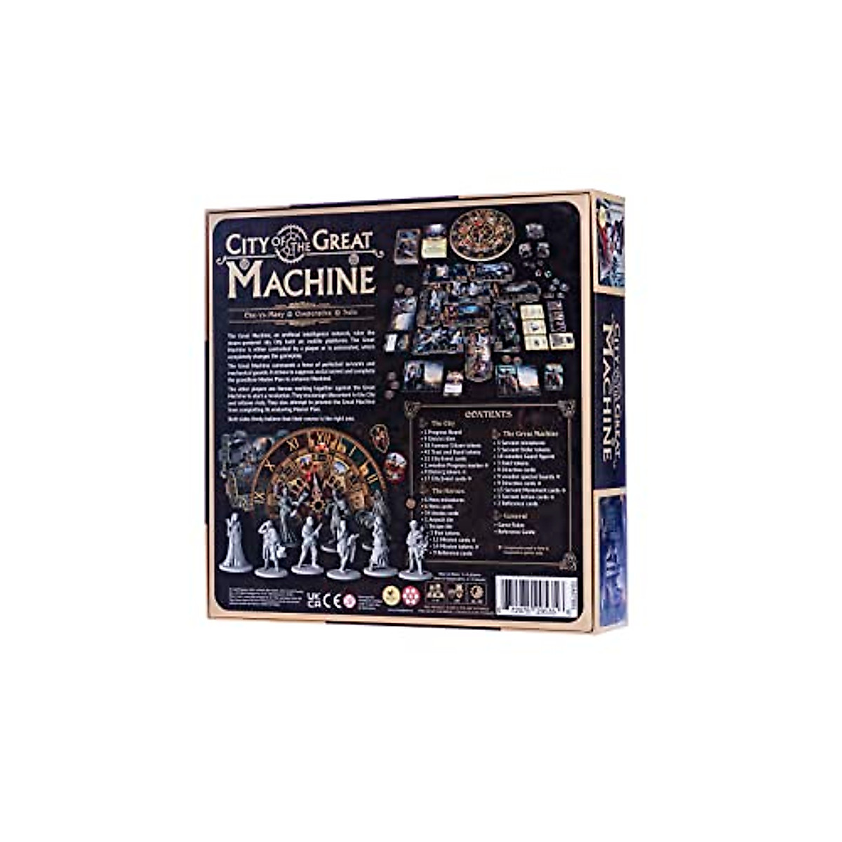 City of The Great Machine Board Game | 1-4 Players | Ages 14 and up | Steampunk | One-vs-Many | Hidden Movement | Cooperative & Solo | Average Playtime 45-90 min