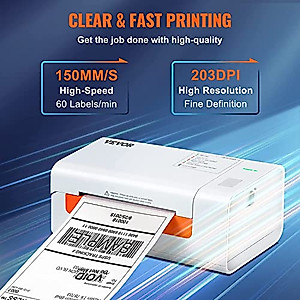 VEVOR Thermal Label Printer, Shipping Label Printer for 4"x6" Labels, USB Connection & Auto Label Recognition, Support Windows/MacOS/Linux/Chromebook, Compatible w/Amazon, Ebay, Etsy, UPS,etc