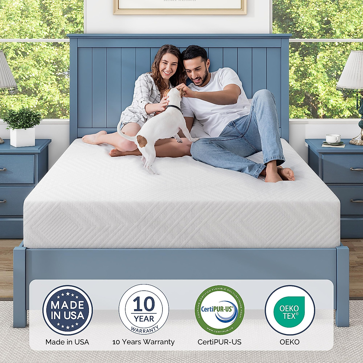 IULULU Full Mattress, 10 Inch Memory Foam Mattresses in a Box Medium Feeling, Bamboo Charcoal Gel Infused Bed in a Box with Fabric Cover, Made in USA, CertiPUR-US Certified, White,JI-SOFT-10F