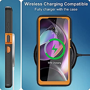 Aimoll-88 Moto G 5G 2022 Case: Heavy Duty Shockproof Protection, Built-in Screen Protector, Black/Orange