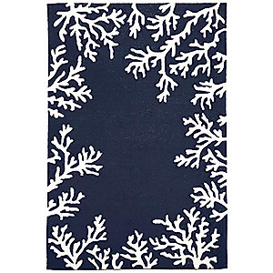 Liora Manne Capri Coastal Coral Border Navy Indoor/Outdoor Rug, 2'6 x 4