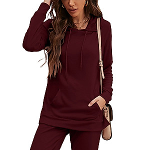 ZHENWEI Sweatsuits for Women Set Jogger Set Hoodie Two Piece Lounge Suit Long Sleeve Athletic Outfits Kangaroo Pockets