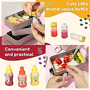 ZIIVARD 5 Pieces Mini Condiment Squeeze Bottles Plastic Ketchup Bottle Bento Box Honey Salad Container,0.84/0.1oz