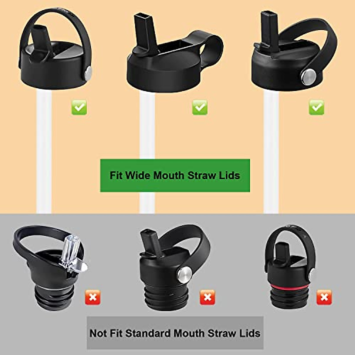 Desing Wish 6 PCS Replacement Straws Compatible with Hydro Flask/Stanley IceFlow Wide Mouth Bottle Straw Lid, BPA Free Water Bottle Straw for Wide Mouth Straw Cap with 3 Brushes and Some Stickers