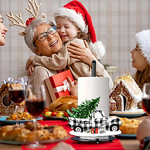 Christmas Paper Towel Holders, Christmas Decorations Indoor, Metal Paper Towel Holder Countertop for Farmhouse Kitchen Decor (6.7x6.7x13.4 Inch), Paper Towel Holder Stand