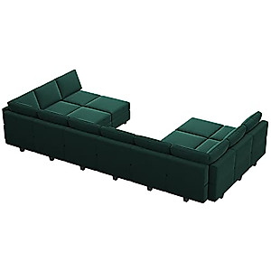 Belffin Oversized Modular sectional Sofa with Double Chaises U Shaped Sectional Sleeper Sofa Couch Reversible Sectional Sofa with Storage Velvet Green
