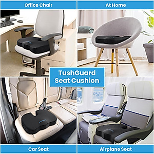 TushGuard Seat Cushion, Office Chair Cushions, Car Seat Cushion, Non-Slip Sciatica & Back Coccyx Tailbone Pain Relief Chair Pad, Memory Foam Butt Pillow for Computer Desk, Office Chair