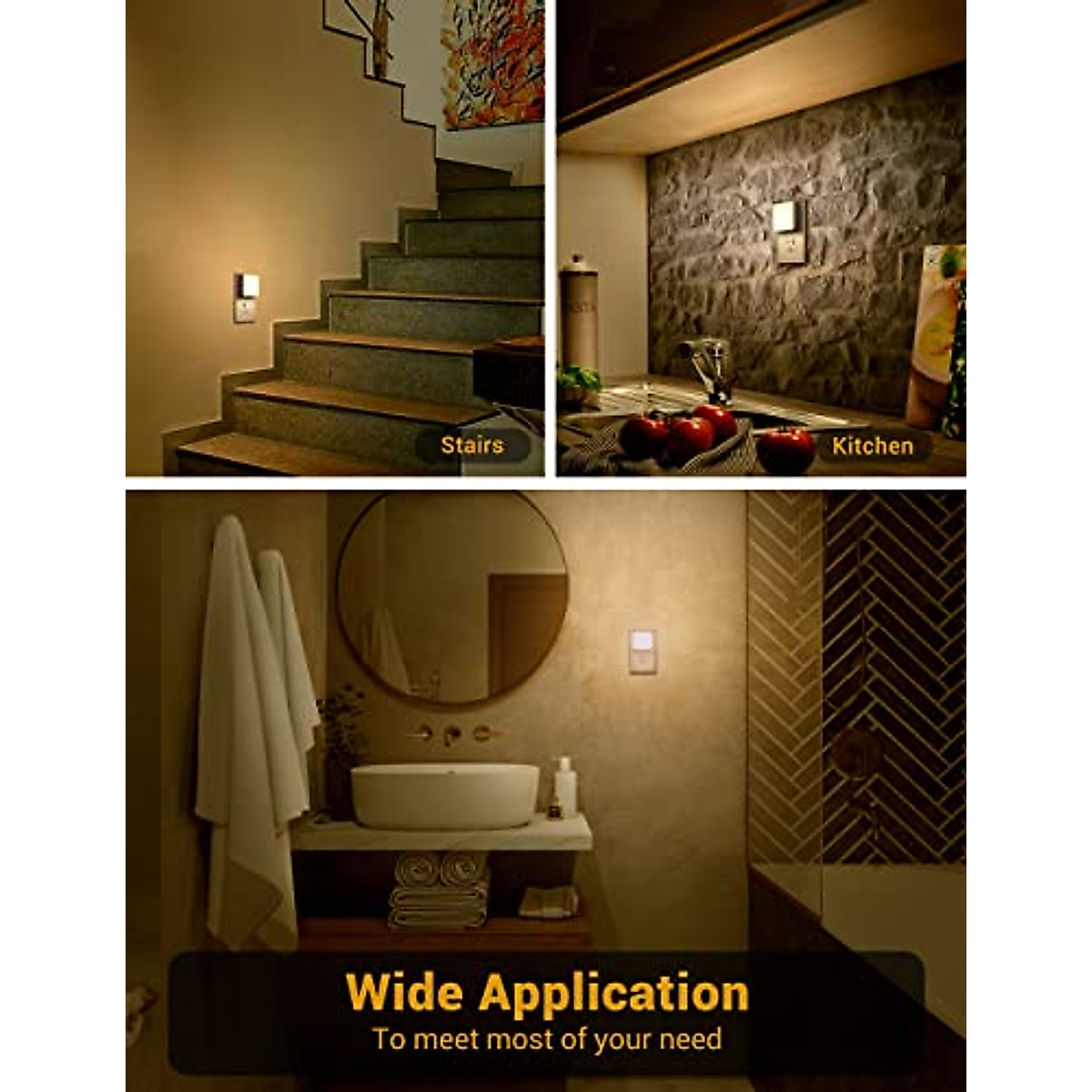 JandCase Night Lights Plug into Wall 2 Pack, Plug in Night Light with Dusk-to-Dawn Light Sensor, 3000K Soft White 0.3W, LED Nightlight for Bathroom, Adult, Hallway