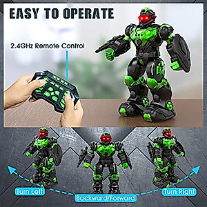 STEMTRON Robot Toys for Kids, Programmable Remote Control Robot with Intelligent Gesture Sensing, Recharge, Singing & Dancing Mode, Launcher