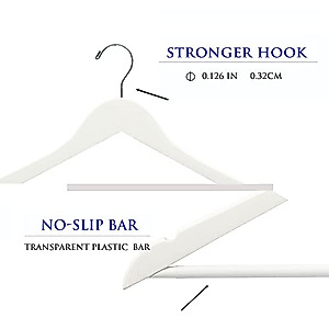 AA-Quality Wooden White Clothes Hanger,White Coat Hanger in 12 Pack Gift Box,White Suit Hanger with 360 Degree Rotating Stronger 0.126 inch Hooks Suitable for All Garments.