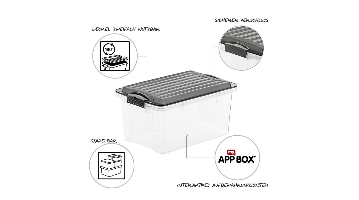 Rotho Compact 4.5L Storage Box - Grey Transparent