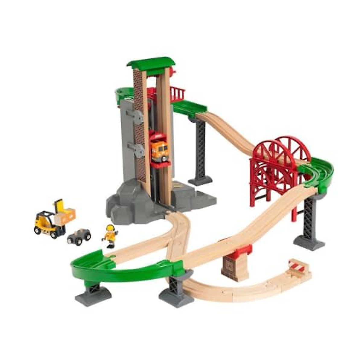 BRIO World 33887 Lift & Load Warehouse Set | 32 Piece Kids Train Toy Set with Wooden Tracks and Accessories | Interactive Design | FSC Certified Wood | for Ages 3 and Up