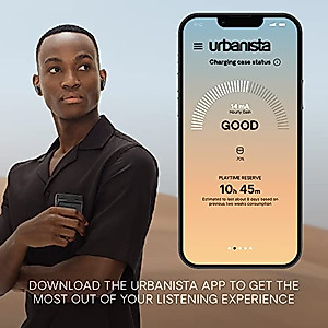 Urbanista Phoenix Solar Powered Hybrid Active Noise Cancelling Wireless Earbuds with Infinite Playtime, Bluetooth Multipoint in-Ear Headphones, Self-Charging Wireless Charging Case, Desert Rose