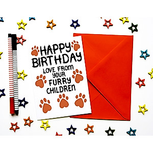 Birthday Card Love From Furry Children, Pets, Dogs, Cats, Animals, Fur Babies For Mom, Dad