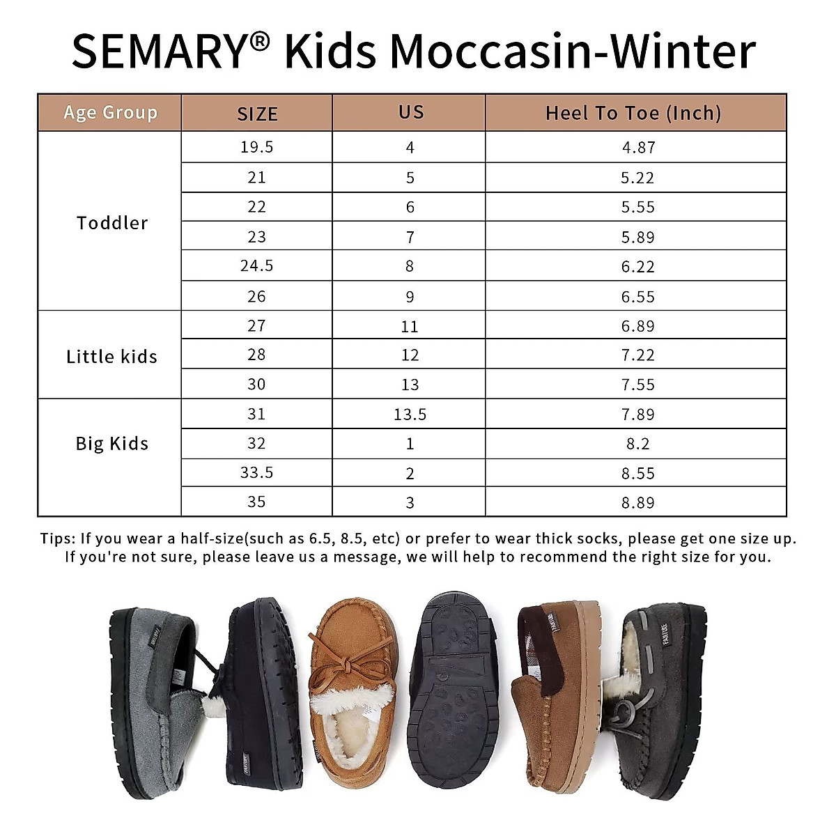 SEMARY Toddler Kids' Moccasin House Shoes with Indoor Outdoor Memory Foam Sole Protection Slipper U7GSDWLFX-D-Black-12