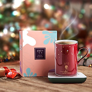 Misby Mug Warmer, Coffee Cup Warmer with Auto Shut Off Coffee Warmer for Desk Use, Electric Coffee Mug Warmer Keep Coffee, Beverage, Milk, Tea （White +Green）