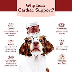 Fera Pets Probiotics and Cardiac Support Supplement Bundle for Dogs and Cats – All Natural Probiotics Powder for 5 Billion CFUs per Scoop – Support Cardiovascular Heart Health (60 Capsules)